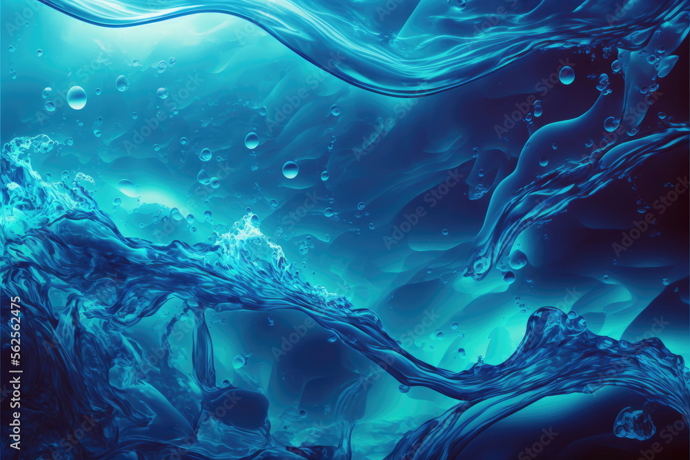 surface of water, blue wave background, Made by AI,Artificial ...