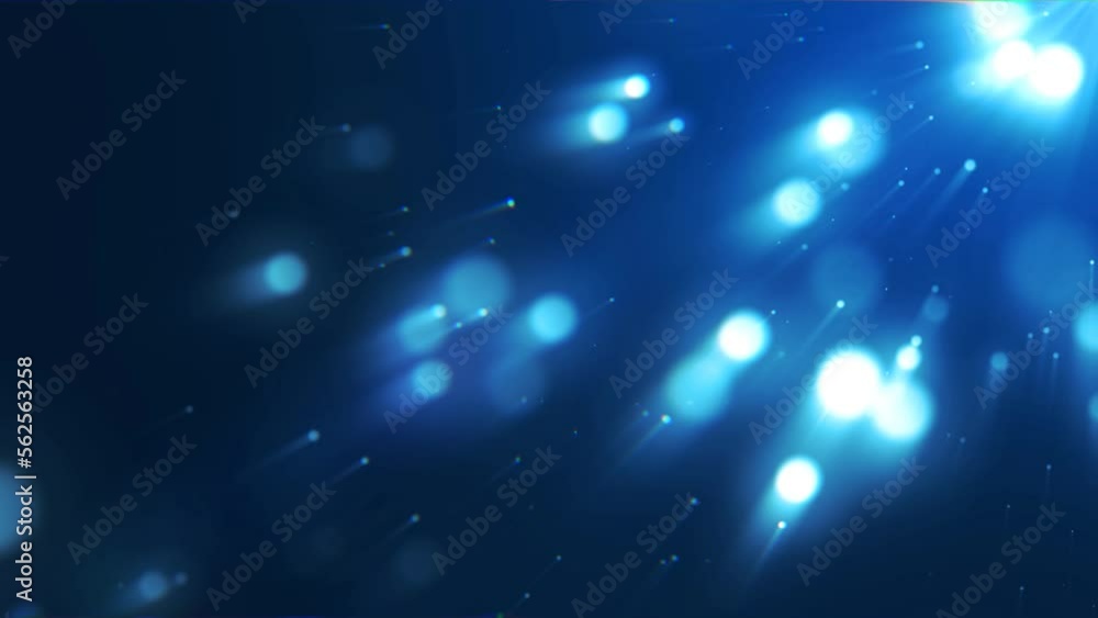 Ocean Deep Water Blue particle falling down with ray light, Seamless ...