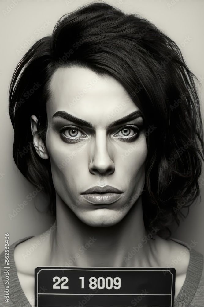 Young transgender person mugshot. Image generated with generative AI ...