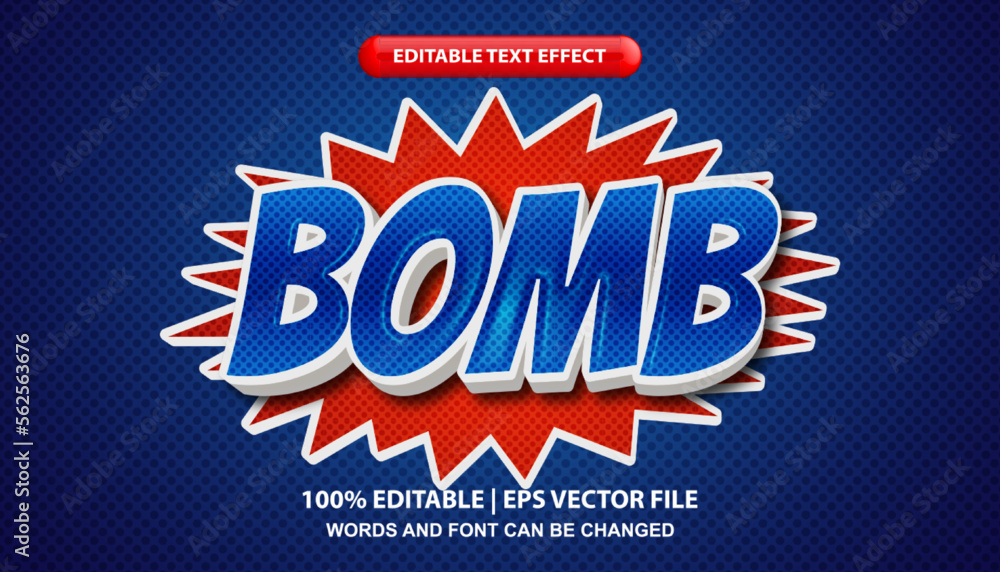 Bomb text, editable text effect template in comic style, bold letters ...