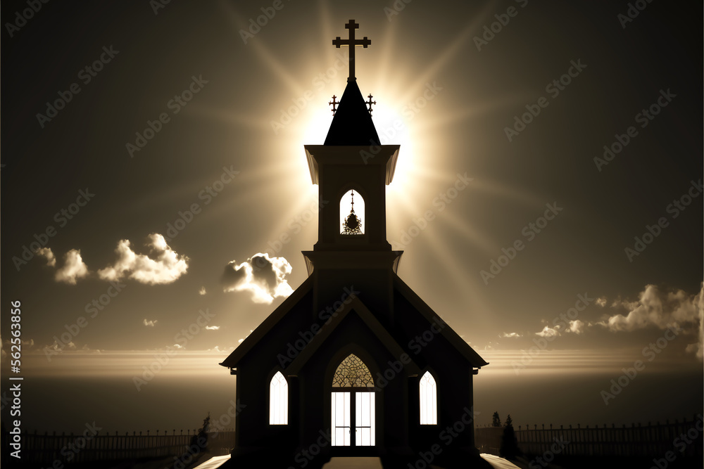 Church with cross wallpaper, Christian religious symbol. Generative AI ...