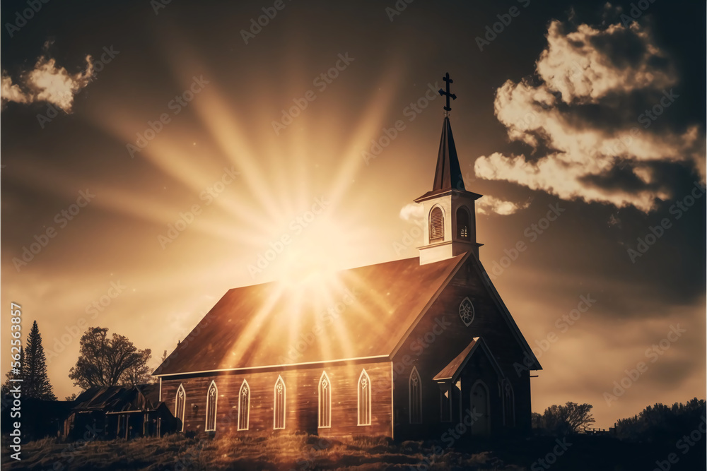 Church with cross wallpaper, Christian religious symbol. Generative AI ...