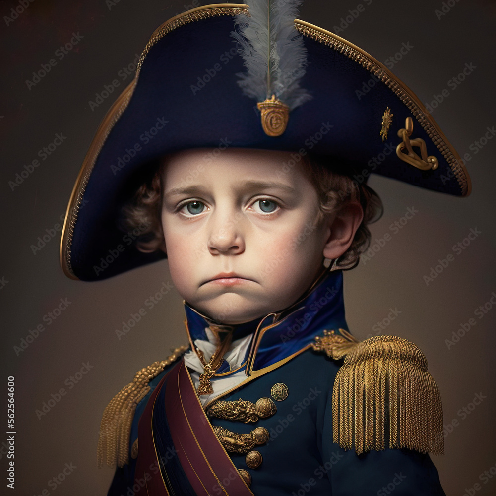 Portrait of a Napoleon as a kid - Generative ai Stock Illustration ...