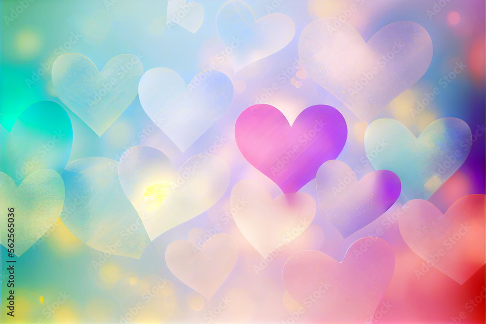 Abstract hearts background with gradient pastel color. Generative AI ...