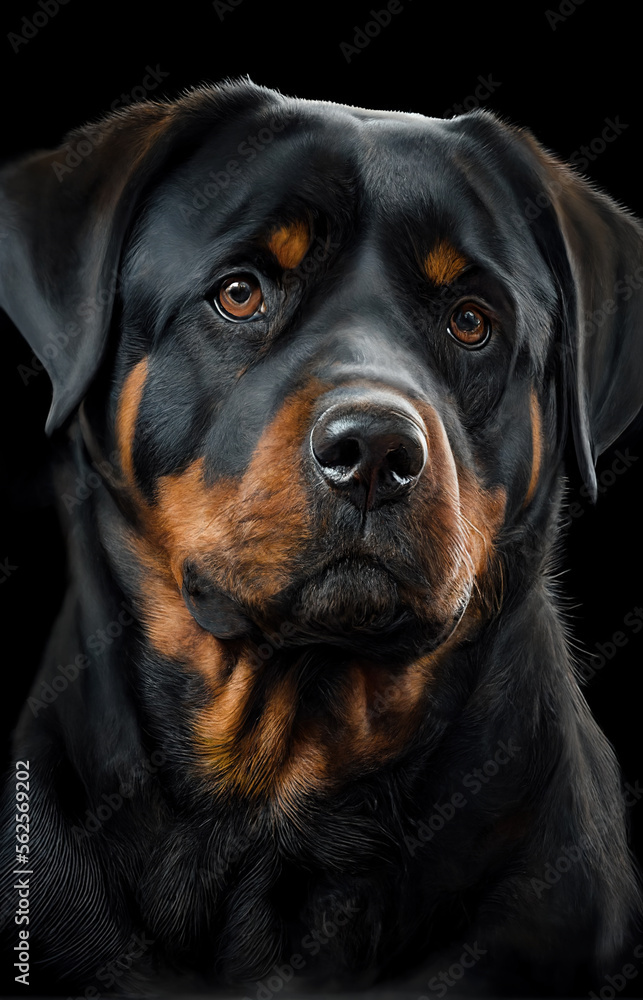 Generative AI of an illustration of a cute rottweiler dog in a photo ...