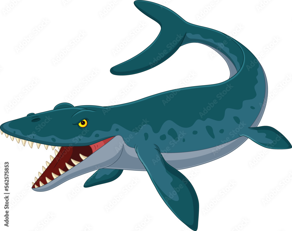 Cartoon mosasaurus on white background Stock Vector | Adobe Stock