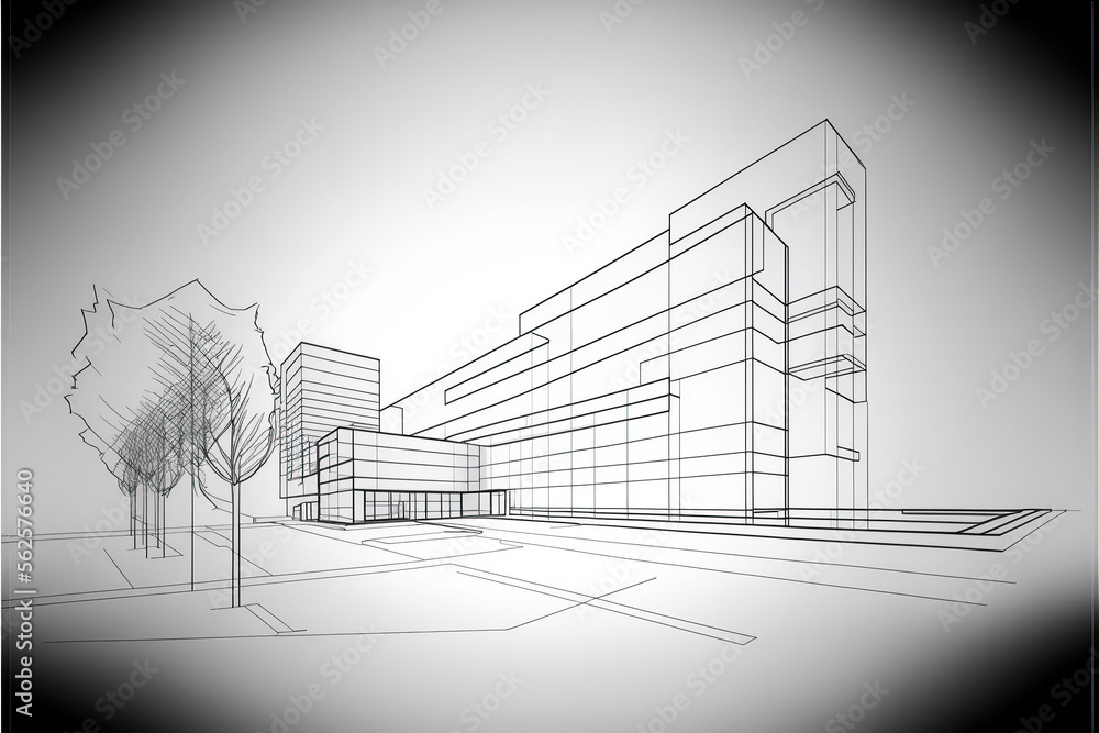 Modern Architecture Sketch Drawing, Design Process, Creative ...