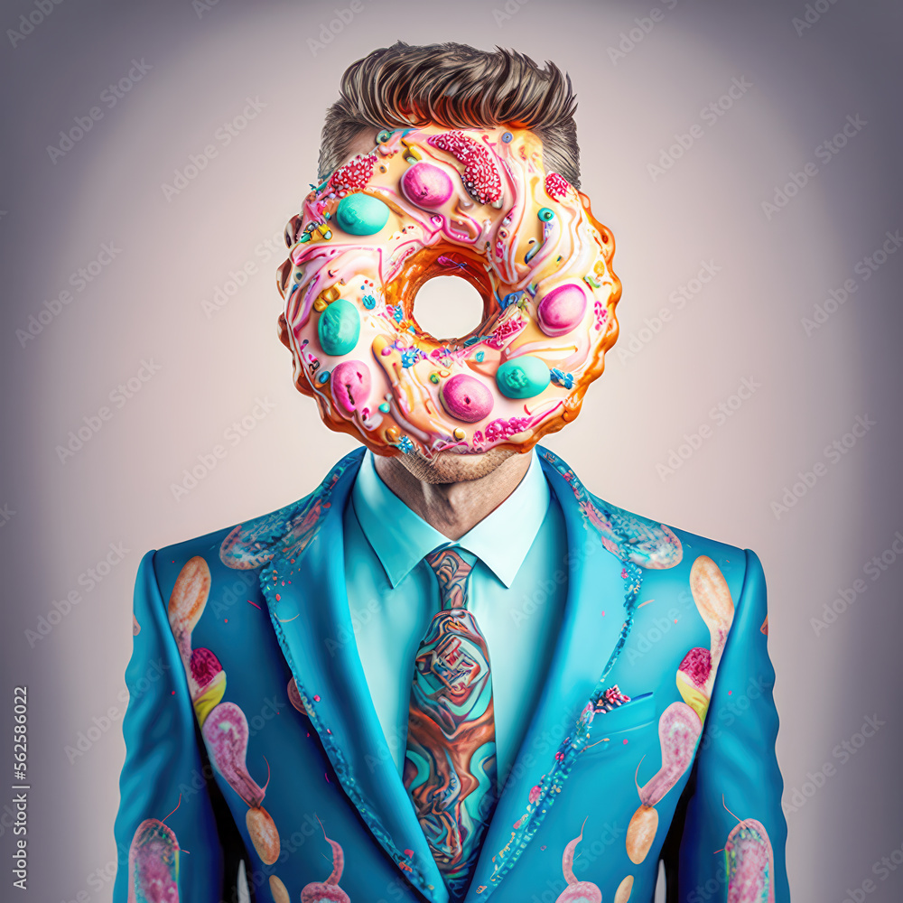 Surreal Portrait of Donut Man. Created with Generative AI Technology ...