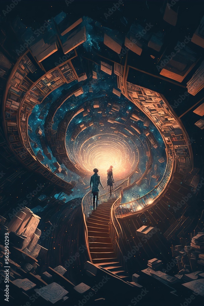 4K resolution or higher, staring up into the infinite maelstrom library ...