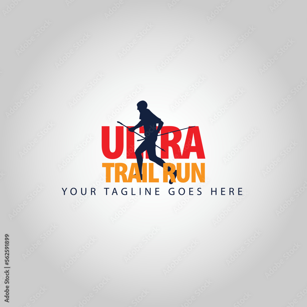 Ultra Trail running logo vector illustration on white background Stock ...