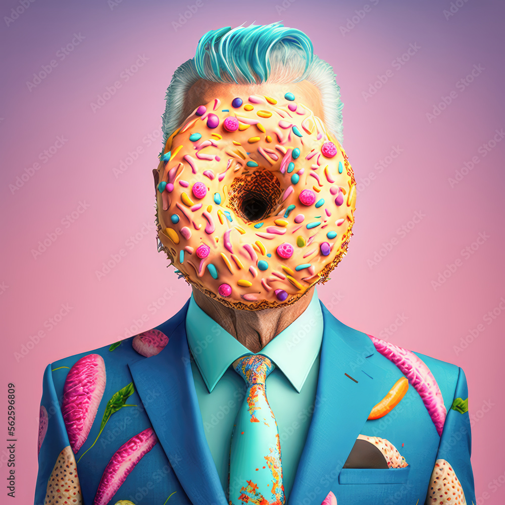 Surreal Portrait of Donut Man. Created with Generative AI Technology ...