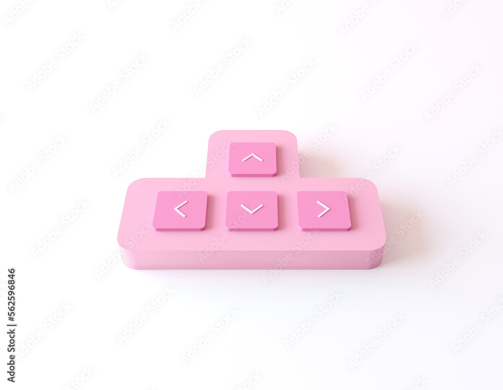 Tiny little pink keyboard arrow cursor keys buttons 3D. pink minimal ...
