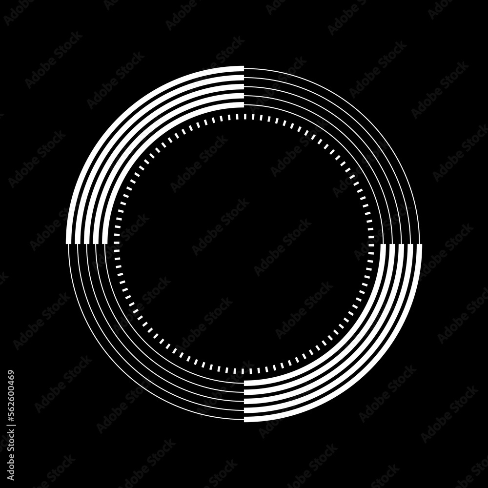 White square dots and lines in circle form. Geometric art. Design ...