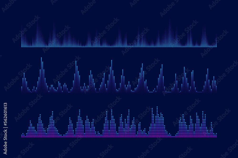 Sound equalizer and visualication set. Music wave bars collection ...