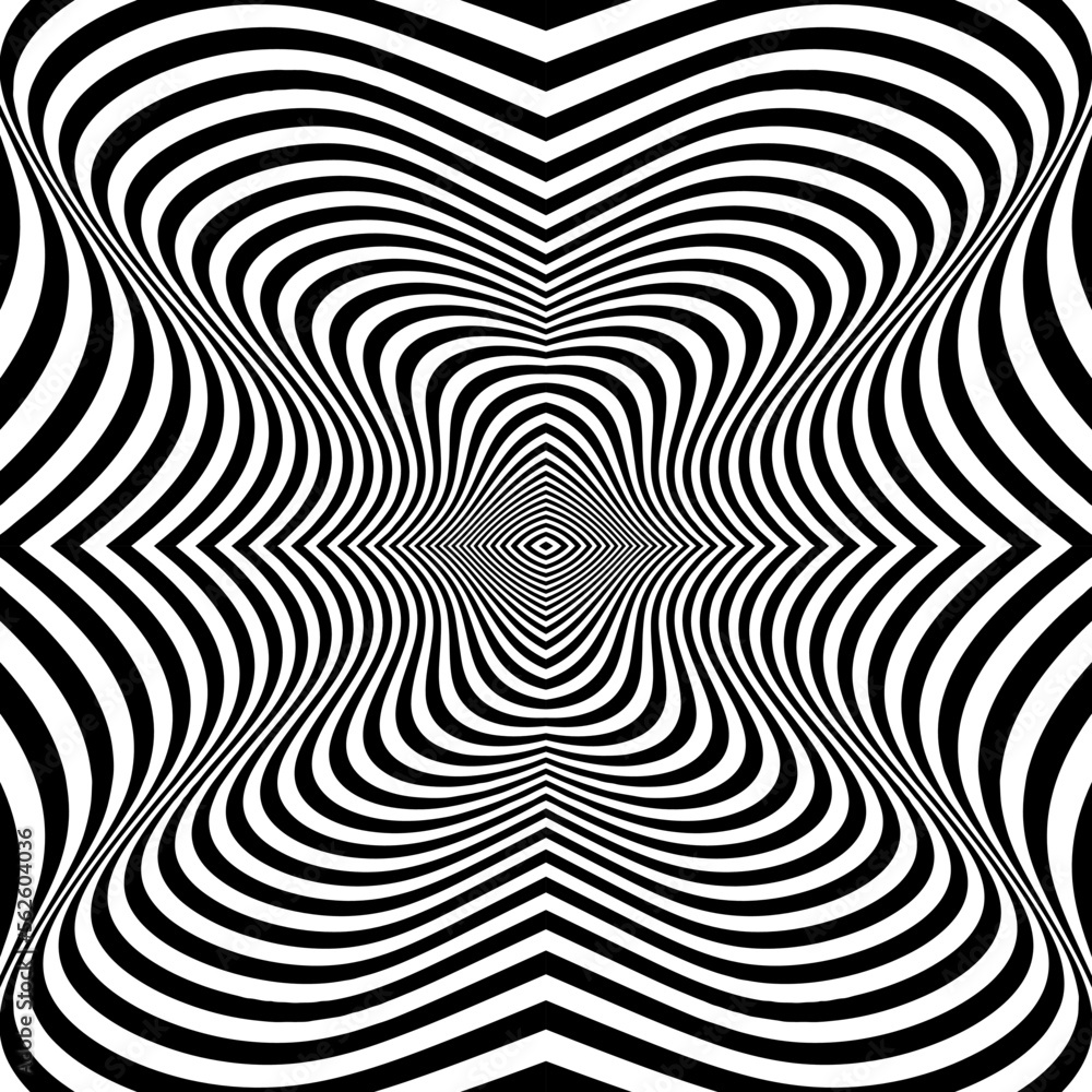 Black abstract wavy oblique stripes. Geometric shape. Optical illusion ...