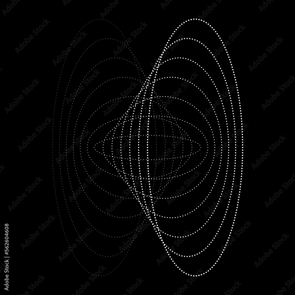 Abstract oval dotted lines in round form. Minimal art. Vector rotating ...