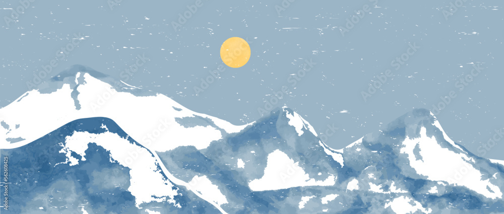 Natural blue mountain landscape. Abstract contemporary aesthetic ...