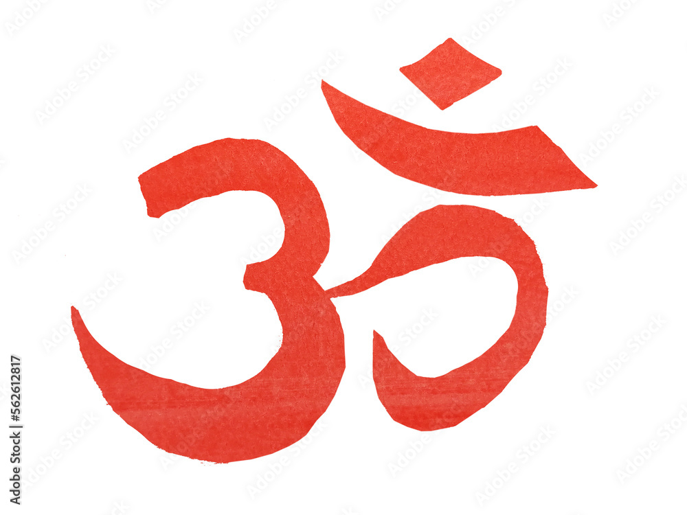 watercolor painting red ink hindu om symbol png. Stock Illustration ...