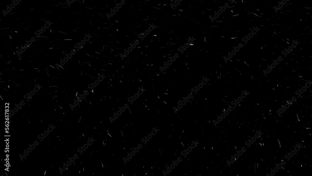 Winter real snowfall effect Snow storm isolated black background in 4K ...