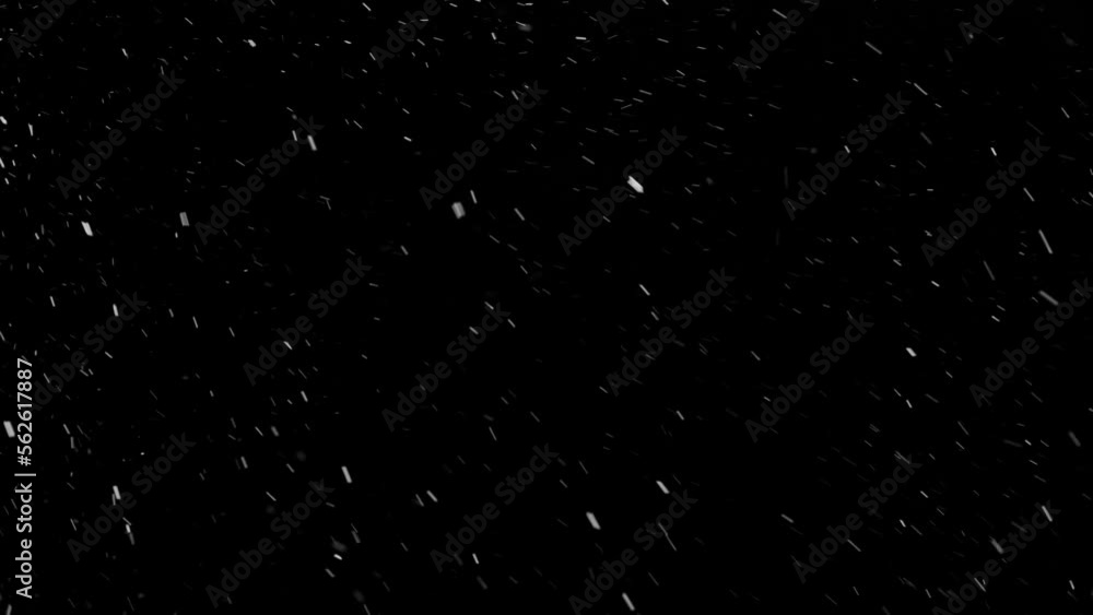 Winter real snowfall effect Snow storm isolated black background in 4K ...