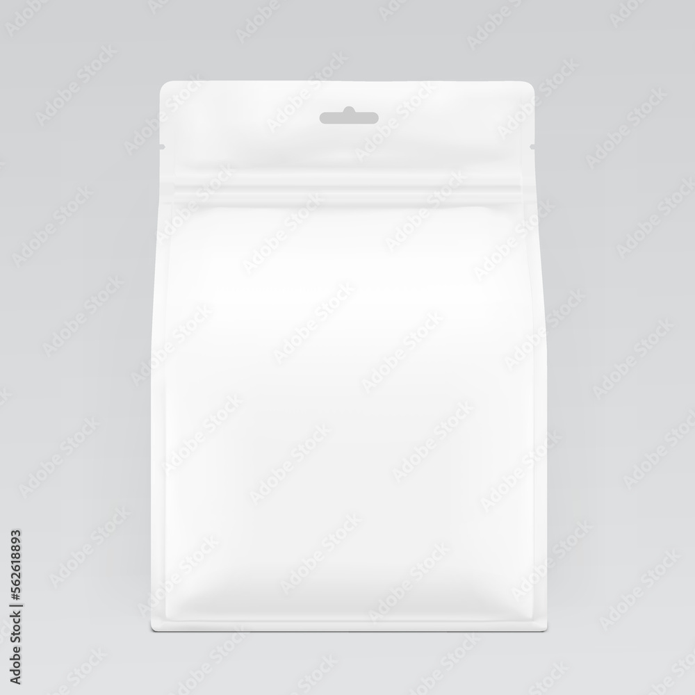 Realistic stand-up pouch bag with flat bottom. Vector illustration ...