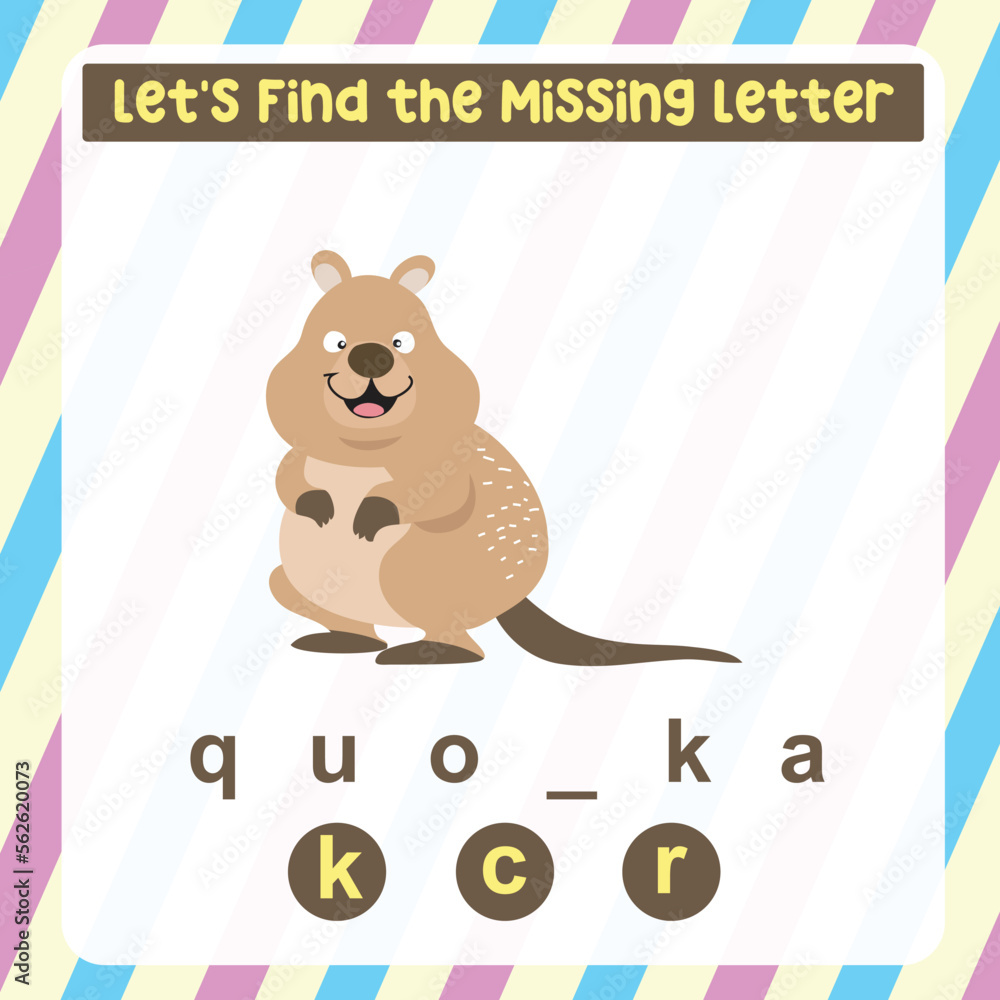 Find the missing letter animal urial worksheet for kids learning ...
