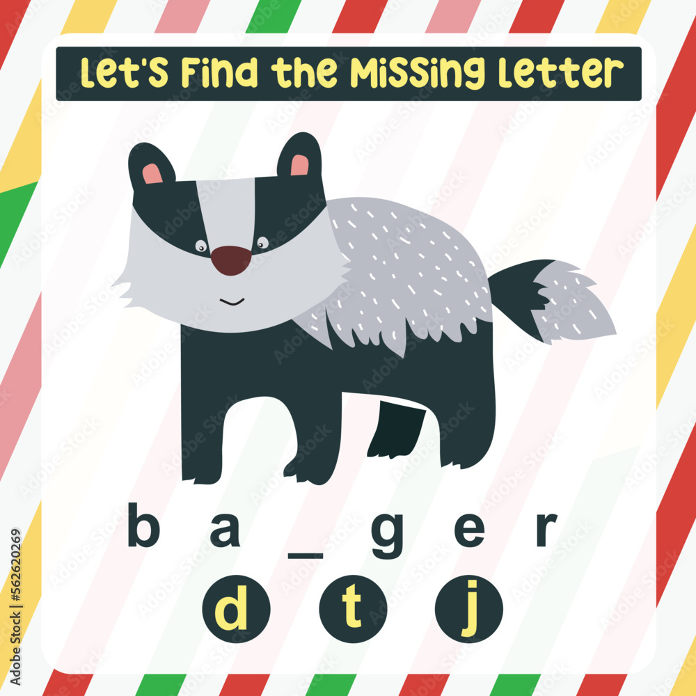 Find the missing letter animal urial worksheet for kids learning ...
