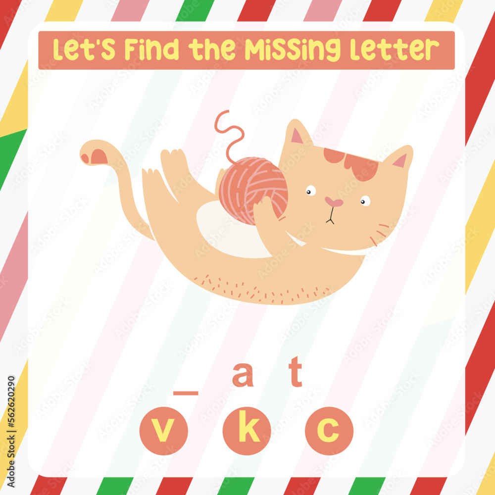 Grafika wektorowa Stock: Find the missing letter animal urial worksheet ...