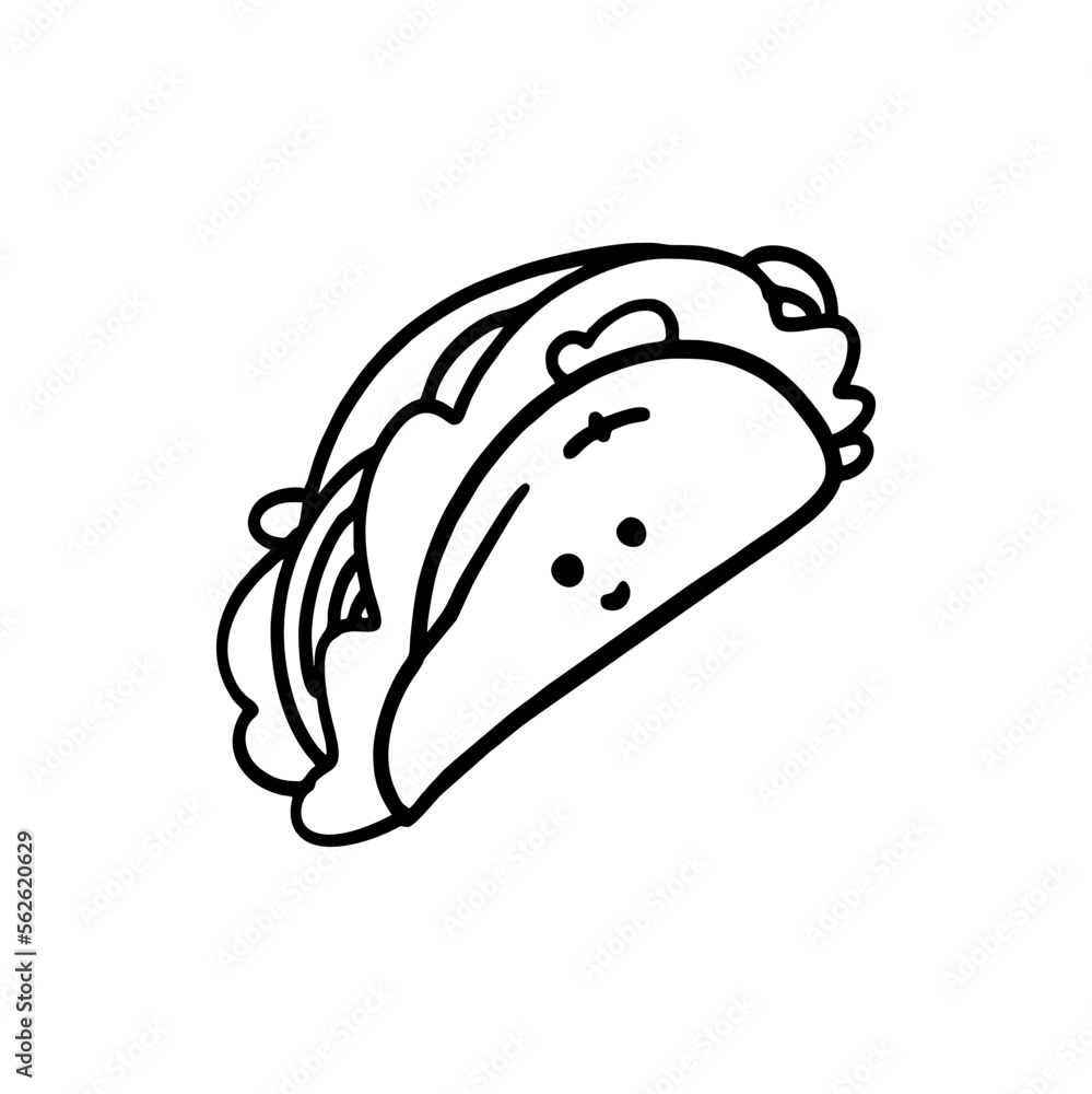 Vector Illustration of Hand drawn Tacos Outline Doodle art style Stock ...