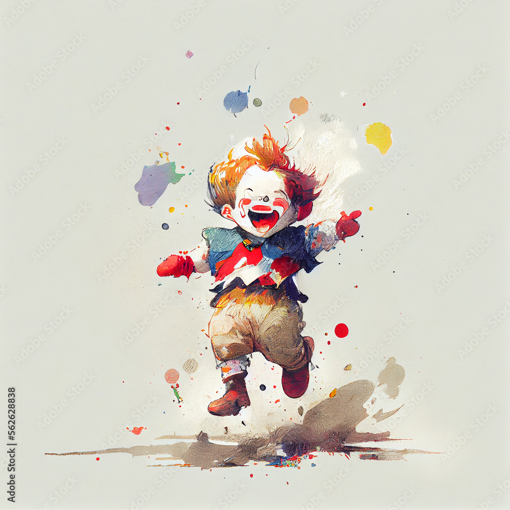 Cartoon. Cute clown smiling. generative ai Stock Illustration | Adobe Stock