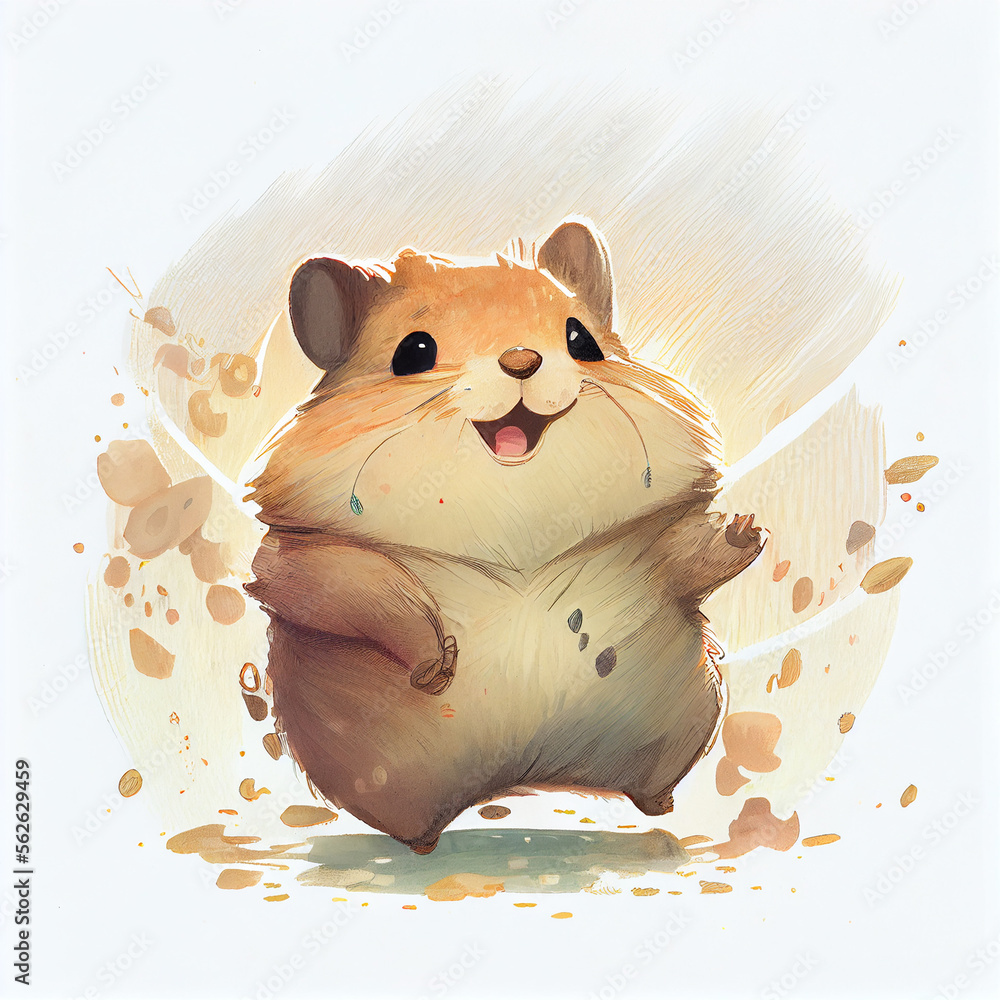 Cartoon. Cute hamster smiling. generative ai Stock Illustration | Adobe ...