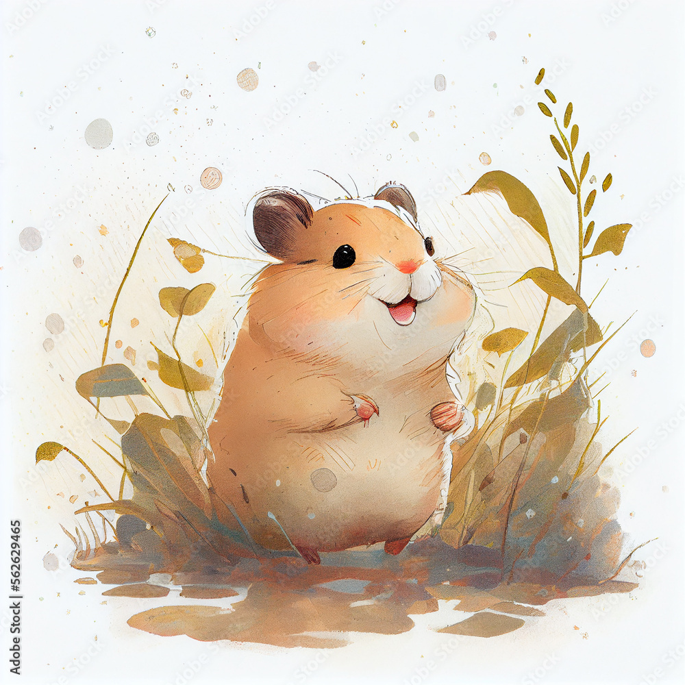 Cartoon. Cute hamster smiling. generative ai Stock Illustration | Adobe ...