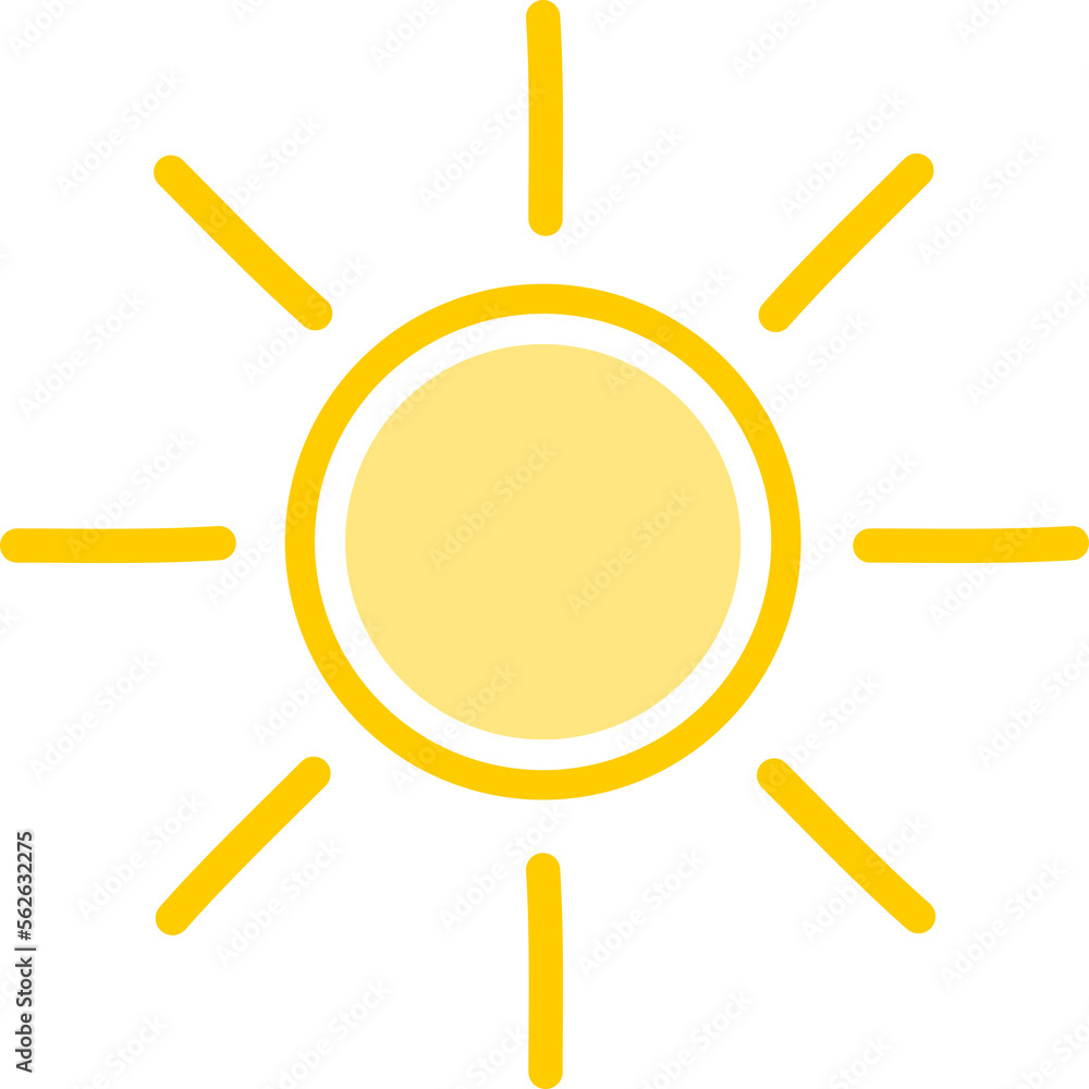 Cute yellow sun drawing doodle icon PNG Stock Illustration | Adobe Stock
