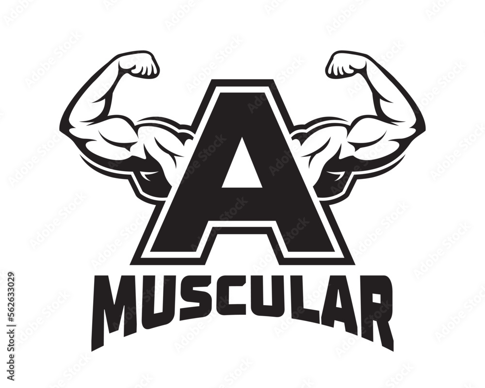 Muscular arm letter a logo illustration, Fitness Gym logo template ...