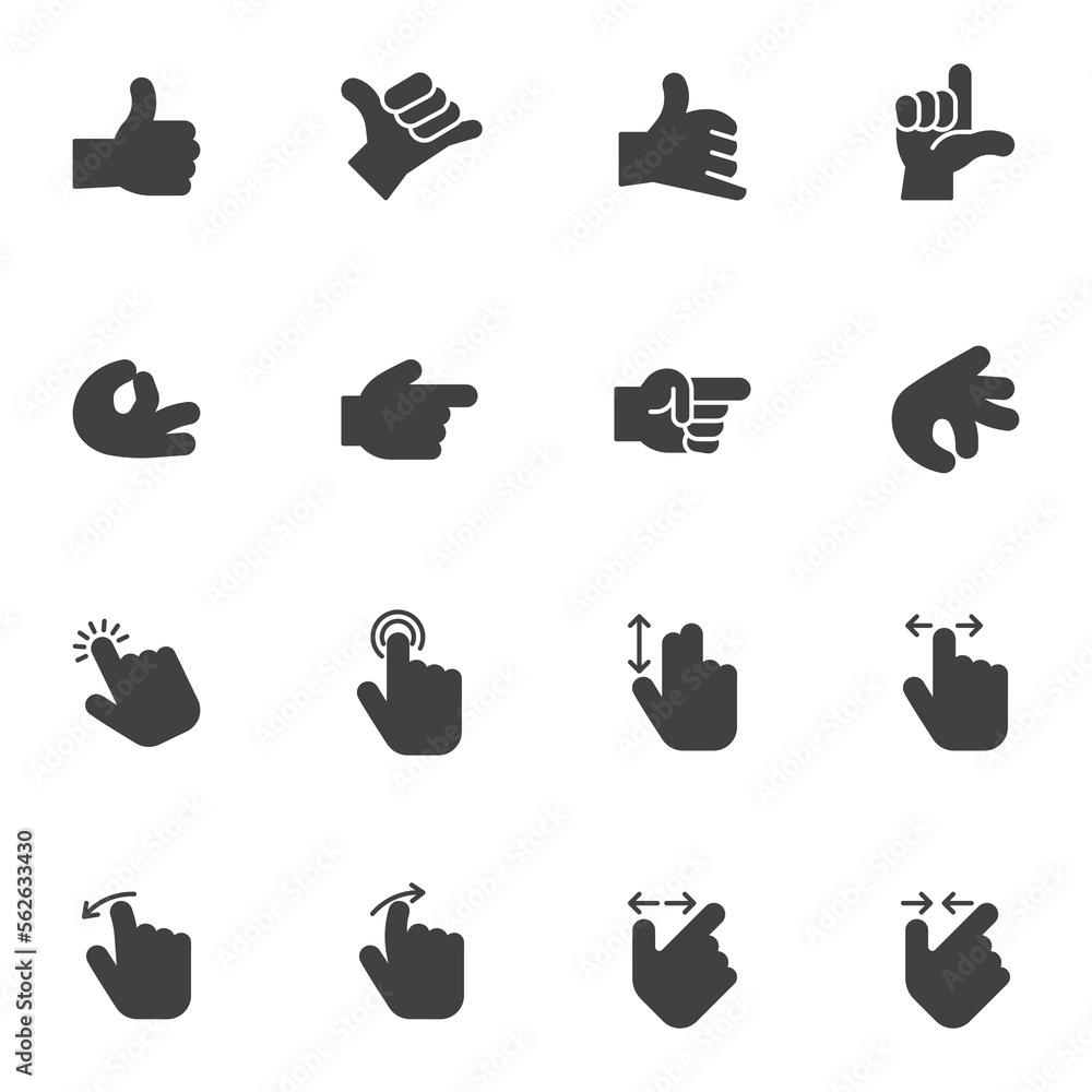 Hand gestures vector icons set Stock Vector | Adobe Stock