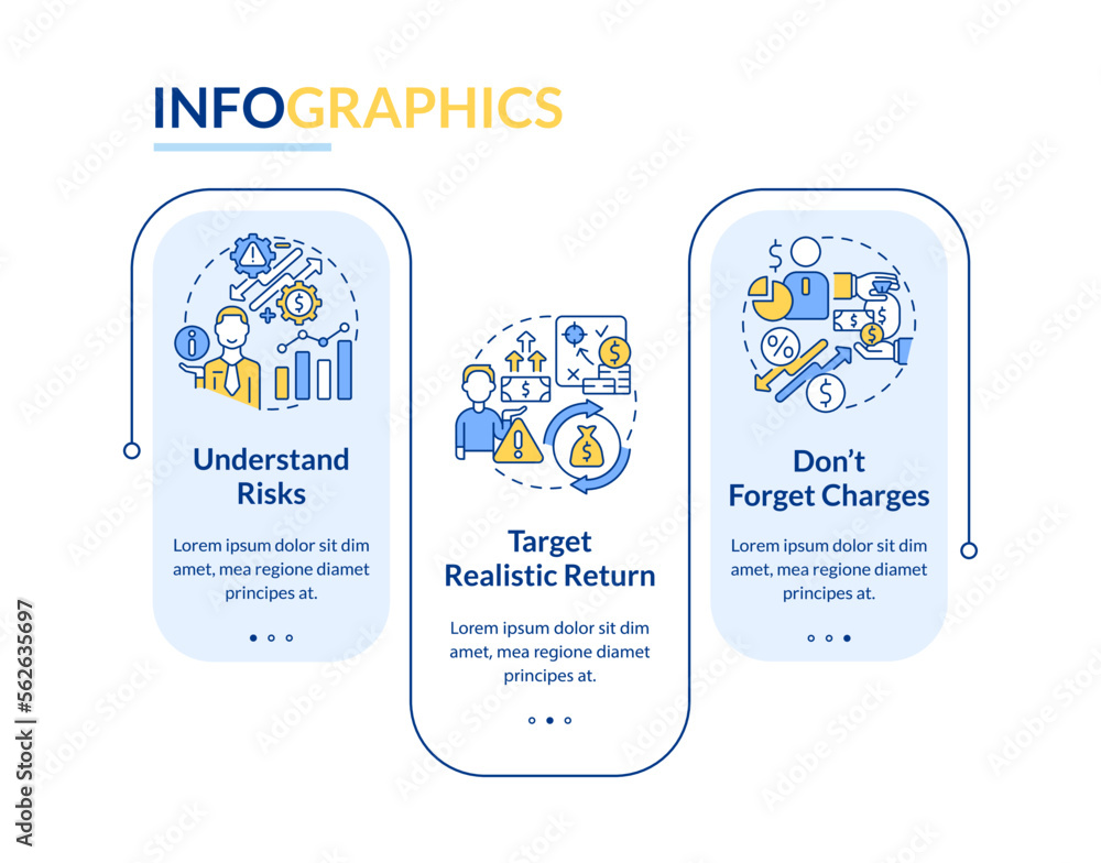Investment expectations rectangle infographic template. Business. Data ...