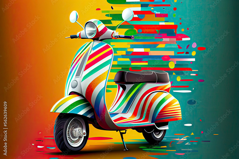 modified scooter in color and line version. Stock Illustration | Adobe ...