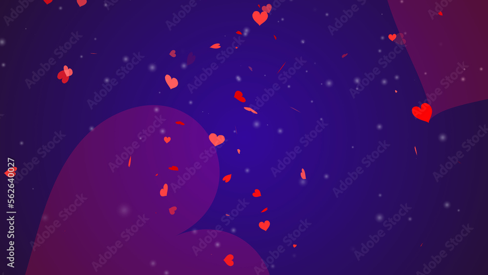 Falling heart particles along with some snow, cool stylish heart motion ...