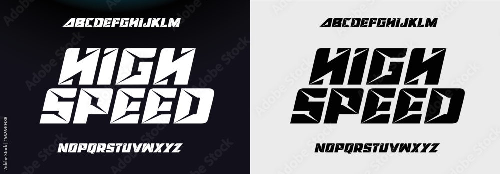 HIGH SPEED Sports minimal tech font letter set. Luxury vector typeface ...