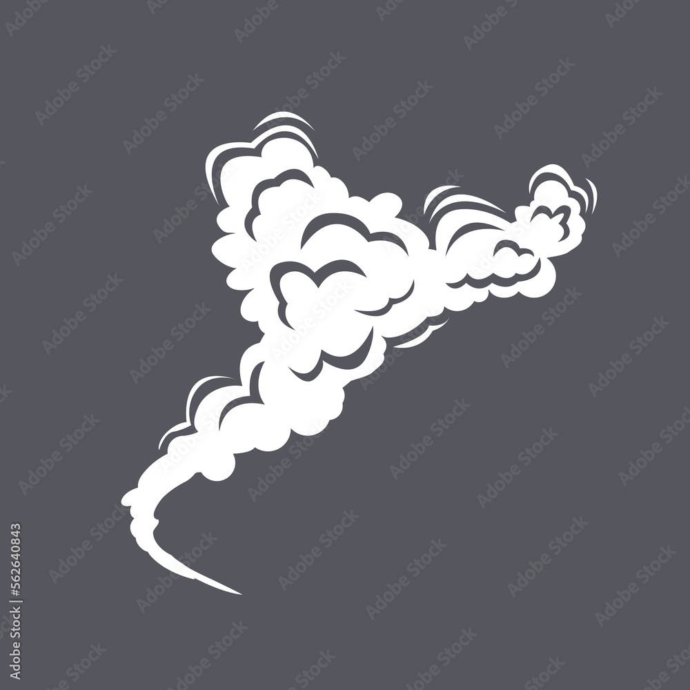 Curvy cloud of steam on grey background cartoon illustration. White ...