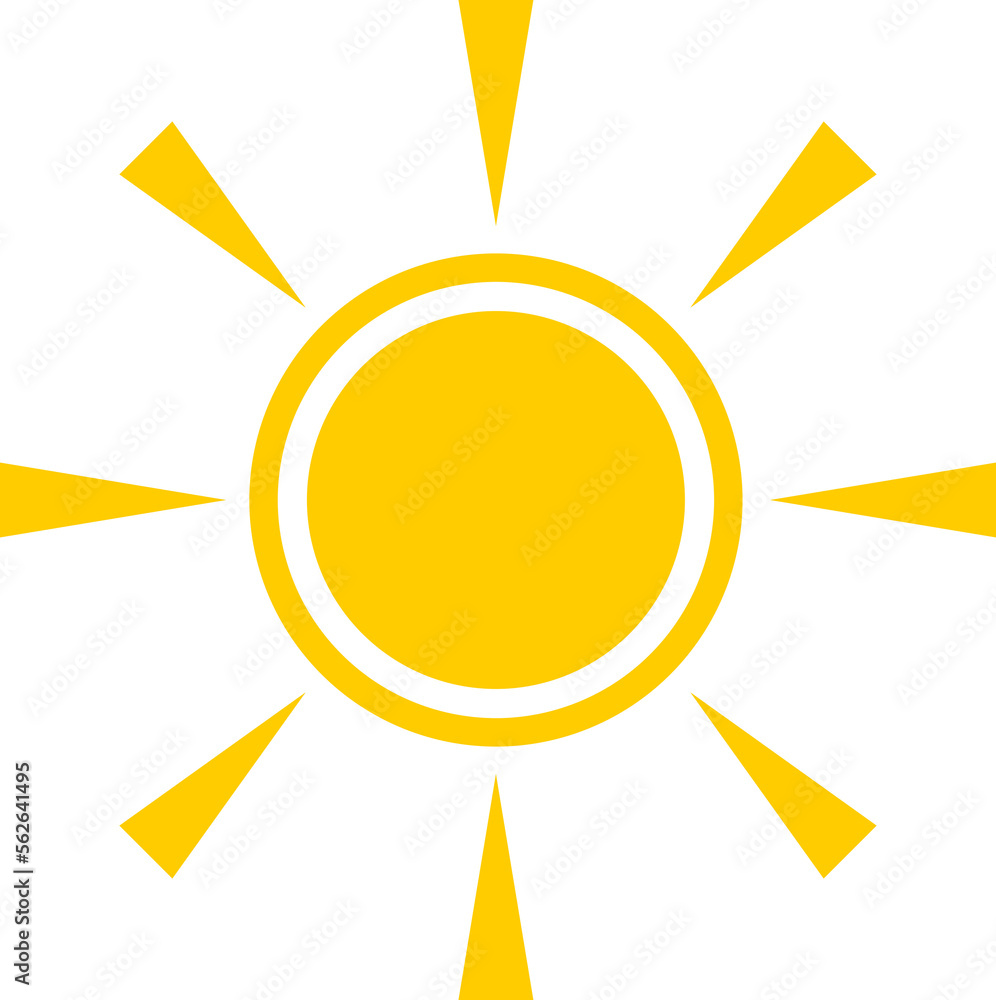 Cute yellow sun with sunlight ray drawing doodle icon PNG Stock ...