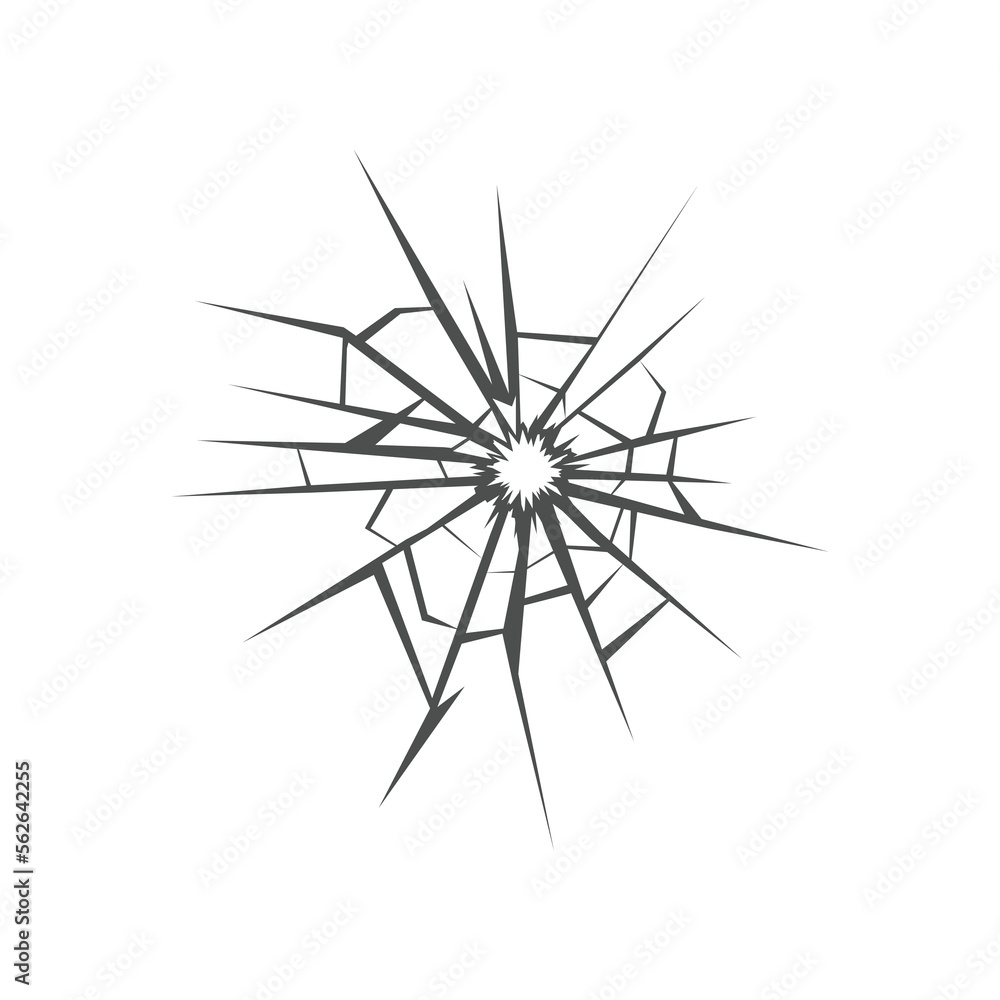 Vecteur Stock Hole from bullet in glass on white background ...