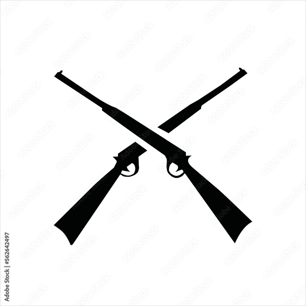 Black Shotguns Cross Illustration Logo Silhouette Stock Vector | Adobe ...