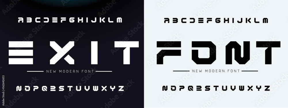 EXIT Sports minimal tech font letter set. Luxury vector typeface for ...