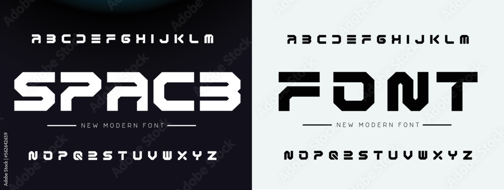 SPACE Sports minimal tech font letter set. Luxury vector typeface for ...