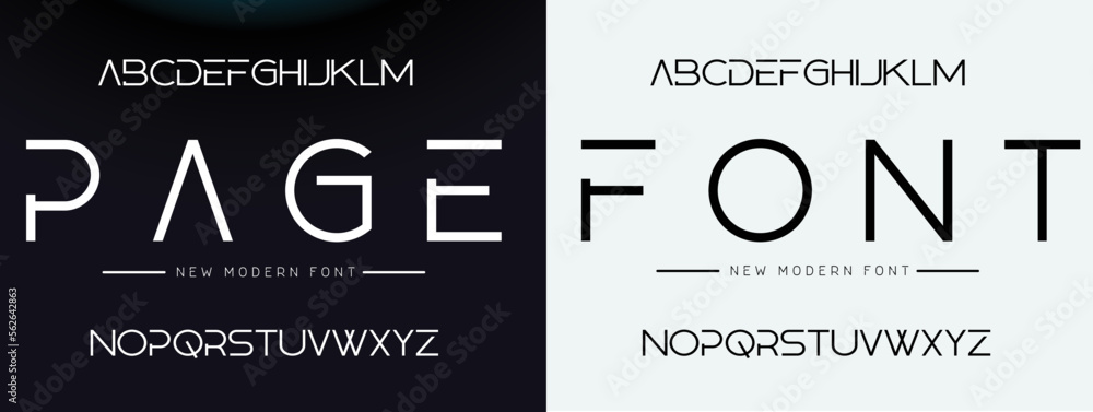 PAGE Sports minimal tech font letter set. Luxury vector typeface for ...