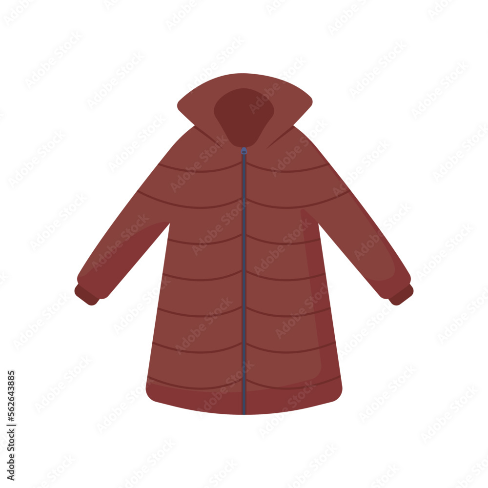 Cute cartoon female winter coat. Warm woolen clothes vector ...