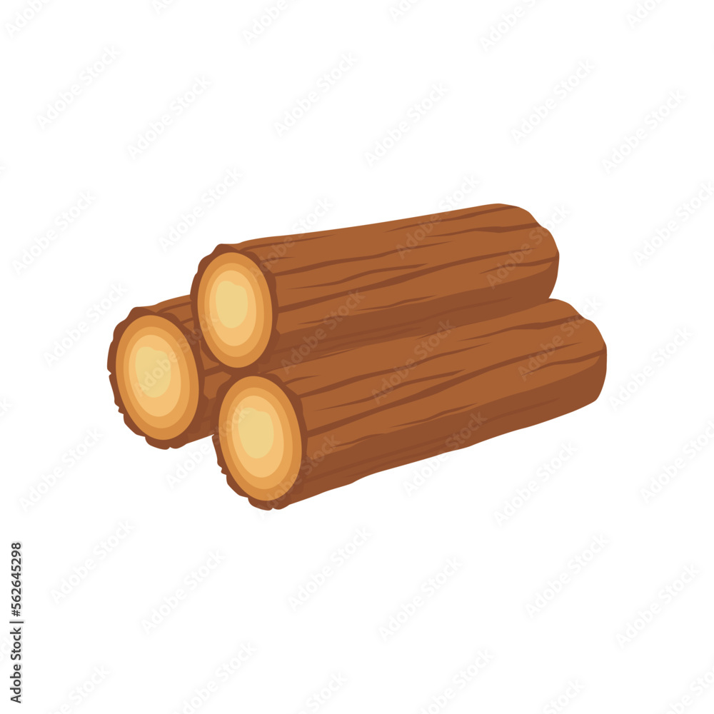 Small stack of logs vector illustration. Cartoon drawing of wood ...