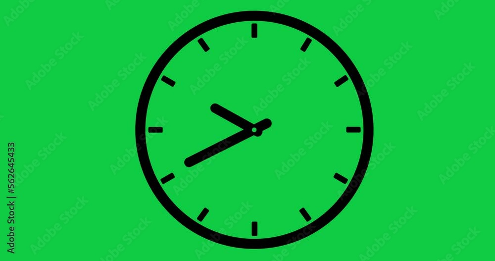 12 Hours Clock. 4K High Quality Video. Green Screen. Transparent ...