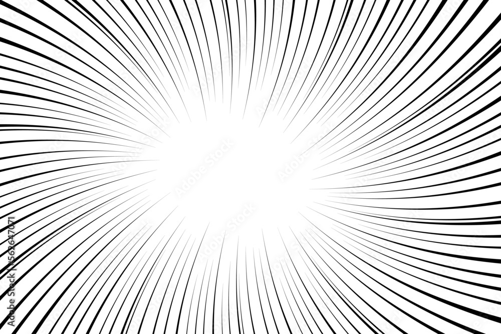 Twisted radial black lines. Swirled comic emphasis template on white ...